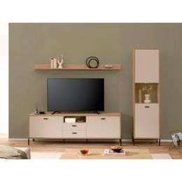 Home Affaire Wohnwand &raquo;Fredericia, moderne Anbauwand, Komplettset in Kaschmir&laquo; Set, 3 Stk. tlg. beige Holzwerkstoff B/H/T: 259cmcm x 206cmcm x 40cmcm
