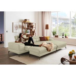 W.Schillig Polsterhocker &raquo;piedroo&laquo; F&uuml;&szlig;e in Bronze pulverbeschrichtet beige Stoff S37 (100% Polyester): Luxus-Microfaser in Lederoptik B/H/T: 141cm x 