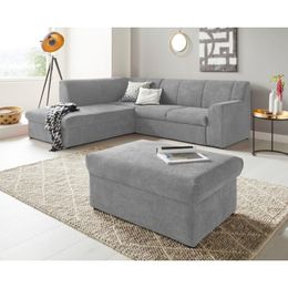 DOMO collection Hocker &raquo;Topper&laquo; mit Wellenunterfederung, auf Kunststoffgleitern grau B/H/T: 93cm x 40cm x 69cm, Chenille-Optik