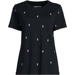 LANDS' END Besticktes Supima Rundhalsshirt in Petite-Gr&ouml;&szlig;e, Damen, size: petite, Wei&szlig;, Baumwolle, by Lands' End