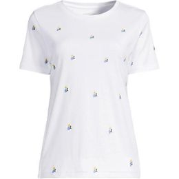 LANDS' END Besticktes Supima Rundhalsshirt in Plus-Gr&ouml;&szlig;e, Damen, size: plus, Wei&szlig;, Baumwolle, by Lands' End