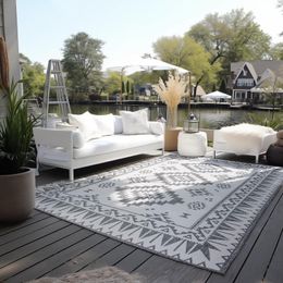 ELLE DECORATION Teppich &raquo;Dynamic, Wendeteppich&laquo; rechteckig 5 mm H&ouml;he Flachgewebe, In-& Outdoor, Modern, wendbar, Balkon, Wohnzimmer, Au&szlig;en silber 