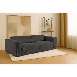 Home Affaire 3-Sitzer &raquo;Noord mit Kedernaht, Breite 232 cm&laquo; Cord, Struktur, Webstoff, mit Wellenunterfederung, Massivholzrahmen grau 94% Polyester; 6% 