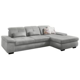 Die PlanBar Ecksofa &raquo;MP-IN16012 L-Form, mit Kaltschum-Polsterung&laquo; inkl. Sitztiefenverstellung, wahlweise mit weiteren Funktionen silber 85% Polyester;