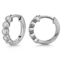 Firetti Damen Paar Creolen &raquo;Schmuck Geschenk Silber 925 Ohrringe mit elegantem Steinbesatz&laquo; Made in Germany - mit Zirkonia (synth.) silber 14mm, 