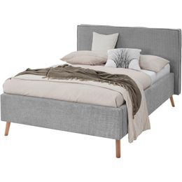 Meise M&ouml;bel meise.m&ouml;bel Polsterbett &raquo;Riva&laquo; mit eichefarbigen Holzf&uuml;&szlig;en, wahlweise mit Bettkasten und Lattenrost beige Liegefl&auml;che L&auml;nge B: 200cm x 140cm, 
