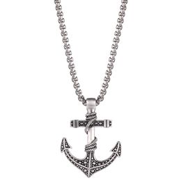 Kingka Herren Kette mit Anh&auml;nger &raquo;Anker/Segeltau&laquo; schwarz Edelstahl, L: 65