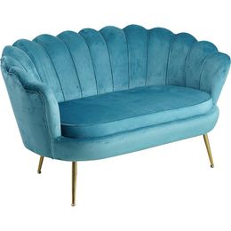 Salesfever 2-Sitzer &raquo;Clam Komfort-Duo-Sitz&laquo; Muscheldesign-Breite 136 cm: Pure Extravaganz blau Samtvelours (100% Polyester) B/H/T: 136cm x 78cm x 76cm