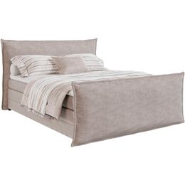 FORTE Boxspringbett &raquo;Harmonie inkl. Bettkasten und Topper, Kopf- und Fu&szlig;teil in Kissenoptik&laquo; in den Breiten 140cm, 160cm und 180cm erh&auml;ltlich beige 