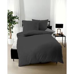 Kaeppel Bettw&auml;sche &raquo;Uni&laquo; 2 Stk. Unifarben grau Mako-Satin, Obermaterial: 100% Baumwolle B/L: 140cm x 200cm, 1 Stk., 1 Stk., Mako-Satin, B/L: 70cm x 90cm, 2 