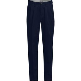 LANDS' END B&uuml;gelleichte Chinohose mit Bundfalten, Komfortbund, Classic Fit, Herren, size: regular, Blau, by Lands' End