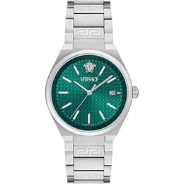 Versace Herren Quarzuhr &raquo;V-AURIA&laquo; Armbanduhr, Herrenuhr, Swiss Made, Edelstahlarmband, analog, Datum silber Einheitsgr&ouml;&szlig;e