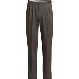 LANDS' END B&uuml;gelleichte Chinohose mit Bundfalten, Komfortbund, Classic Fit, Herren, size: regular, Braun, by Lands' End