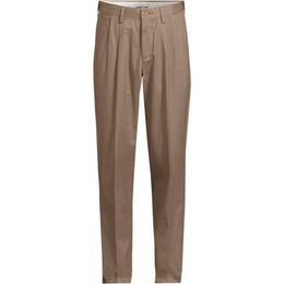 LANDS' END B&uuml;gelleichte Chinohose mit Bundfalten, Komfortbund, Classic Fit, Herren, size: regular, Grau, by Lands' End