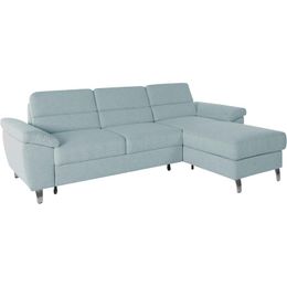 Sit & More sit&more Ecksofa &raquo;Sorano L-Form&laquo; wahlweise mit Schlaffunktion und Bettkasten blau B/H/T: 250cm x 88cm x 161cm, Struktur fein, Recamiere rechts, ohne 
