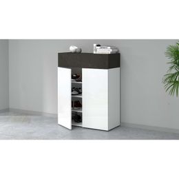 Home Affaire Schuhschrank &raquo;Savona&laquo; 1 Stk. tlg. wei&szlig; Holzwerkstoff wei&szlig;/zement, B/H/T: 76cm x 100cm x 35cm, T&uuml;ren: 2 Stk.
