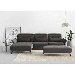 Home Affaire Ecksofa &raquo;Fjord L-Form&laquo; massiv, wahlweise mit Armlehnfunktion, Kopf- Sitztiefenverstellung grau 100% Polyester B/H/T: 324cm x 93cm x 184cm