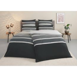 Tom Tailor HOME Bettw&auml;sche &raquo;Felix in Gr. 135x200 oder 155x220 cm&laquo; 3 Stk. mit GRATIS-Zugabe: G&auml;stehandtuch (100% Baumwolle), mit Rei&szlig;verschluss grau 