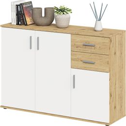FMD Kommode &raquo;Albi&laquo; wei&szlig; Holzwerkstoff B/H/T: 120,5cm x 83cm x 35cm, 2 Stk., 3 Stk.
