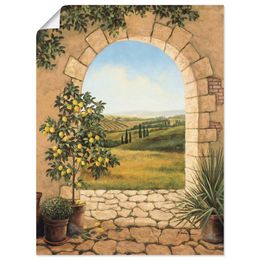 Artland Wandbild &raquo;Zitronenbaum vorm Torbogen&laquo; Fensterblick 1 Stk. tlg. als Leinwandbild, Poster in verschied. Gr&ouml;&szlig;en beige B/H/T: 45cm x 60cm, Poster 