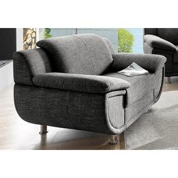 Trendmanufaktur Sessel &raquo;Rondo, Breite 121 cm, breite Armlehnen, F&uuml;&szlig;e chromfarben&laquo; Big-Sessel wahlweise mit Federkern, bequem grau NaturLEDER (echtes 