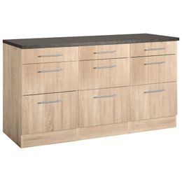 Optifit Unterschrank &raquo;Mini&laquo;, 150 cm Breite grau eichefarben, B/H/T: 150cm x 84,8cm x 60cm, Schubladen: 9 Stk.
