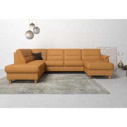 Home Affaire Wohnlandschaft &raquo;Palmera U-Form, B: 308 cm&laquo; optional Schlaffunktion & Bettkasten, Federkern gelb Luxus-Microfaser (100% Polyester);