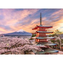 papermoon Fototapete &raquo;Fujiyoshida Chureito Pagoda Japan&laquo; glatt bunt Vlies B/L: 3,5m x 2,6m, Bahnen: 7 Stk.