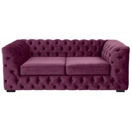 Home Affaire Chesterfield-Sofa &raquo;Kalina&laquo; mit klassischer Chesterfield-Knopfheftung lila B/H/T: 190cm x 67cm x 98cm, Samtvelours