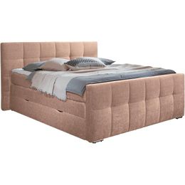 Home Affaire Boxspringbett &raquo;Ros&agrave;&laquo; H3/H3, H3/H4, H4/H4 m&ouml;glich beige Chenille, Liegefl&auml;che B/L: 180cm x 200cm, Gewicht bis: 140 kg + 140 kg H4 + H4, 