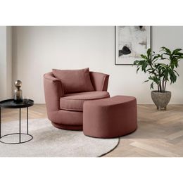 Home Affaire Drehsessel &raquo;MAISIE Webvelours, Love Seat,Lese-Sessel,Sessel-Set, mit Hocker&laquo; 2 Stk. tlg. in MEGA CORD und Web-Velours, drehbar 360 Grad 