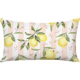 queence Dekokissen &raquo;Zitronen Rosa gestreift&laquo; Premium Outdoor Kissenbezug; Format: 60x40 cm bunt Polyester B/L: 60cm x 40cm, 1 Stk.