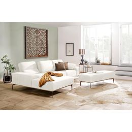 W.Schillig Ecksofa &raquo;run, Designsofa mit tollem Sitzkomfort, L-Form&laquo; mit Holzsockel, F&uuml;&szlig;e in Bronze pulverbeschichtet, Breite 299 cm wei&szlig; Longlife Xtra