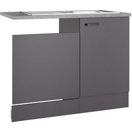 Optifit Sp&uuml;lenschrank &raquo;OPTImulti&laquo; Breite 110 cm, mit 1 T&uuml;r u. Blende f. Geschirrsp&uuml;ler, Einbausp&uuml;le grau Holzwerkstoff anthrazit, B/H/T: 110cm x 88cm 