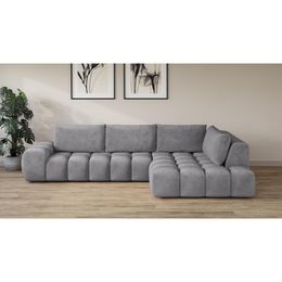 OTTO home Ecksofa &raquo;AZITA L-Form, XXL 352 cm Designsofa in Bubble-Opitk&laquo; lose R&uuml;ckenkissen, traumhafte Steppung grau 100% Polyester B/H/T: 352cm x 72cm