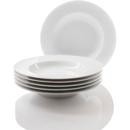 Retsch Arzberg Suppenteller &raquo;Teller Set, HEIKE WEISS, Teller 23 cm, f&uuml;r 6 Personen, rund, Porzellan&laquo; f&uuml;r den gro&szlig;en Hunger &ndash; 6 tiefe Teller in der gr&ouml;&szlig;eren 