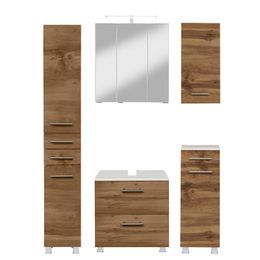 Welltime Badm&ouml;bel-Set &raquo;"Trento", Badezimmer-Set, H&auml;ngeschrank, Unterschrank, Hochschrank&laquo; 5 Stk. tlg. wei&szlig; Holzwerkstoff, MDF B/H/T: 120cmcm x 200cmcm
