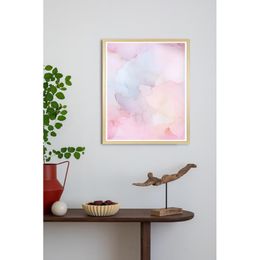 queence Bild mit Rahmen &raquo;Wandkunst in Pastell&laquo; Abstrakt Abstrakte Formen Gem&auml;lde Kunst 1 Stk. tlg. Kunstdruck in Pastell mit einem Echtholzrahmen Holz