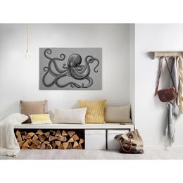 A.S. Cr&eacute;ation Leinwandbild &raquo;jules&laquo; Kunst Tiere 1 Stk. tlg. Keilrahmen Bild Octopus Krake Leinwand-Bild Wohnzimmer modern Wandbild grau Massivholz, Stahl B/H/T: 90cm