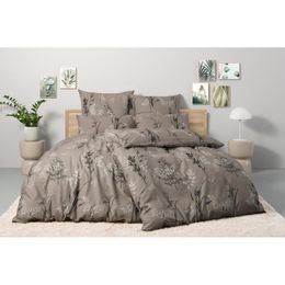 Bierbaum Bettw&auml;sche &raquo;Hellena&laquo; 2 Stk. in Gr. 135x200 oder 155x220 cm, 100% Baumwolle, Gr&auml;ser beige Renforc&eacute;, Obermaterial: 100% Baumwolle B/L: 135cm x 
