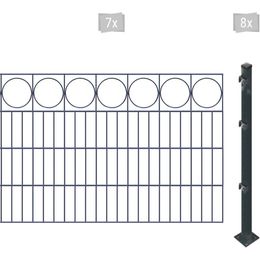 Arvotec Doppelstabmattenzaun &raquo;ESSENTIAL 80 zum Aufschrauben "Ring" mit Zierleiste&laquo; Zaunh&ouml;he 80 cm, Zaunl&auml;nge 2 - 60 m grau Kunststoff, Stahl H/L: 80cm x 14m, 