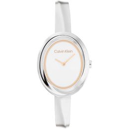 Calvin Klein Damen Quarzuhr &raquo;TWISTED BEZEL&laquo; Armbanduhr, Damenuhr, Edelstahlarmband, analog silber Einheitsgr&ouml;&szlig;e