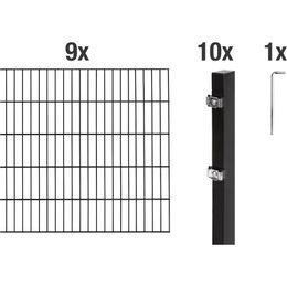 Alberts Doppelstabmattenzaun &raquo;Grundset&laquo; H&ouml;he: 80-200 cm, Gesamtl&auml;nge: 4-30 m, zum Einbetonieren Stahl H/L: 80cm x 18m