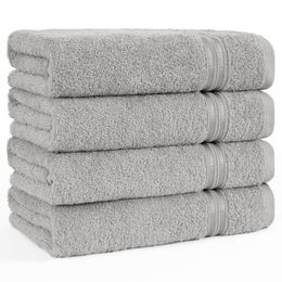 HAMMETEX Handtuch Set &raquo;4er Set Handt&uuml;cher 50x100 cm, 100% Baumwolle, Weich & Saugstark&laquo; mit Bord&uuml;re, einfarbig, weich grau Frottier, Baumwolle B/L: 