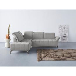 OTTO home Ecksofa &raquo;Fresh L-Form&laquo; Federkern, wahlweise Kopfteilverstellung und motorischer Vorziehsitz grau 100% Polyester B/H/T: 260cm x 79cm x 220cm,