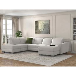 Sit & More sit&more Wohnlandschaft &raquo;Dundee U-Form&laquo; mit Federkern und Edelstahlf&uuml;&szlig;en, wahlweise mit Kopfteilverstellung silber B/H/T: 338cm x 86cm x 219cm, 