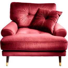 Trends by HG Loungesessel &raquo;TOKIO&laquo; in Microfaser mit hochwertigem Holz/Metallfu&szlig; rot 100% Polyester Microfaser, B/H/T: 100cm x 88cm x 100cm