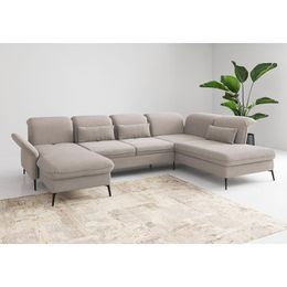 Sit & More sit&more Wohnlandschaft &raquo;Emely, inkl. Sitztiefenverstellung&laquo; wahlweise mit Schlaffunktion,Bettkasten,Kopf- & Armteilverstellung grau 100% Polyester B/