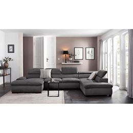 OTTO home Wohnlandschaft &raquo;Alberto U-Form&laquo; mit Kopfteilverstellung, wahlweise mit Schlaffunktion grau 100% Polyester;Microfaser in Antiklederoptik (100
