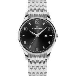 Jacques Lemans Herren Quarzuhr &raquo;London&laquo; Armbanduhr, Herrenuhr, Edelstahlarmband, analog, Tag schwarz Einheitsgr&ouml;&szlig;e